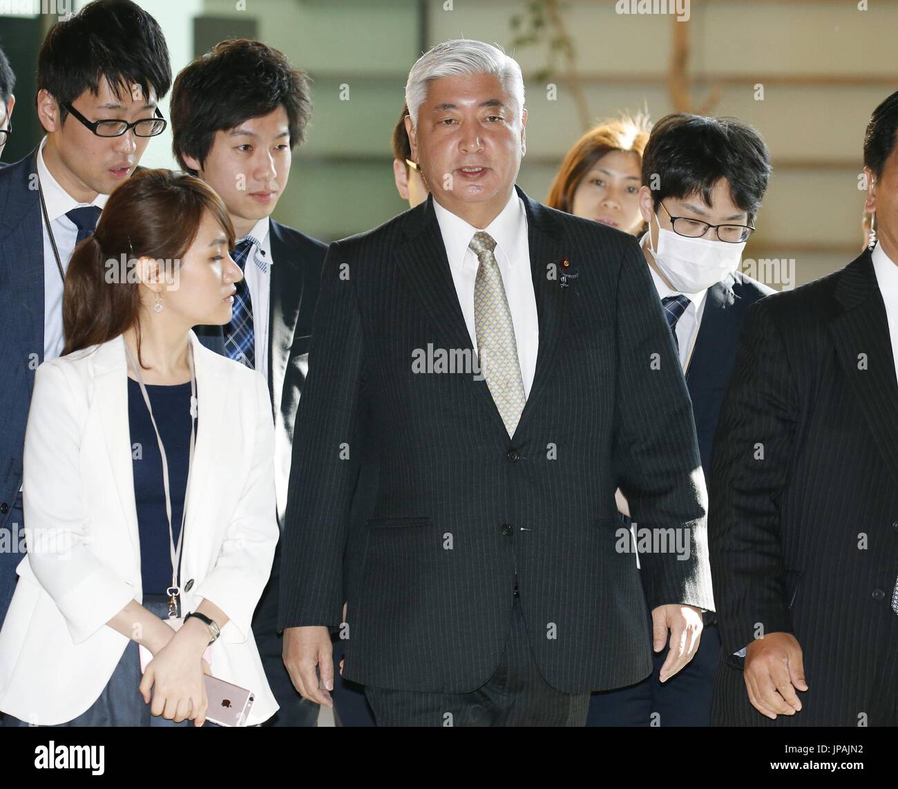 Japanese Defense Minister Gen Nakatani arrives at the prime minister's ...