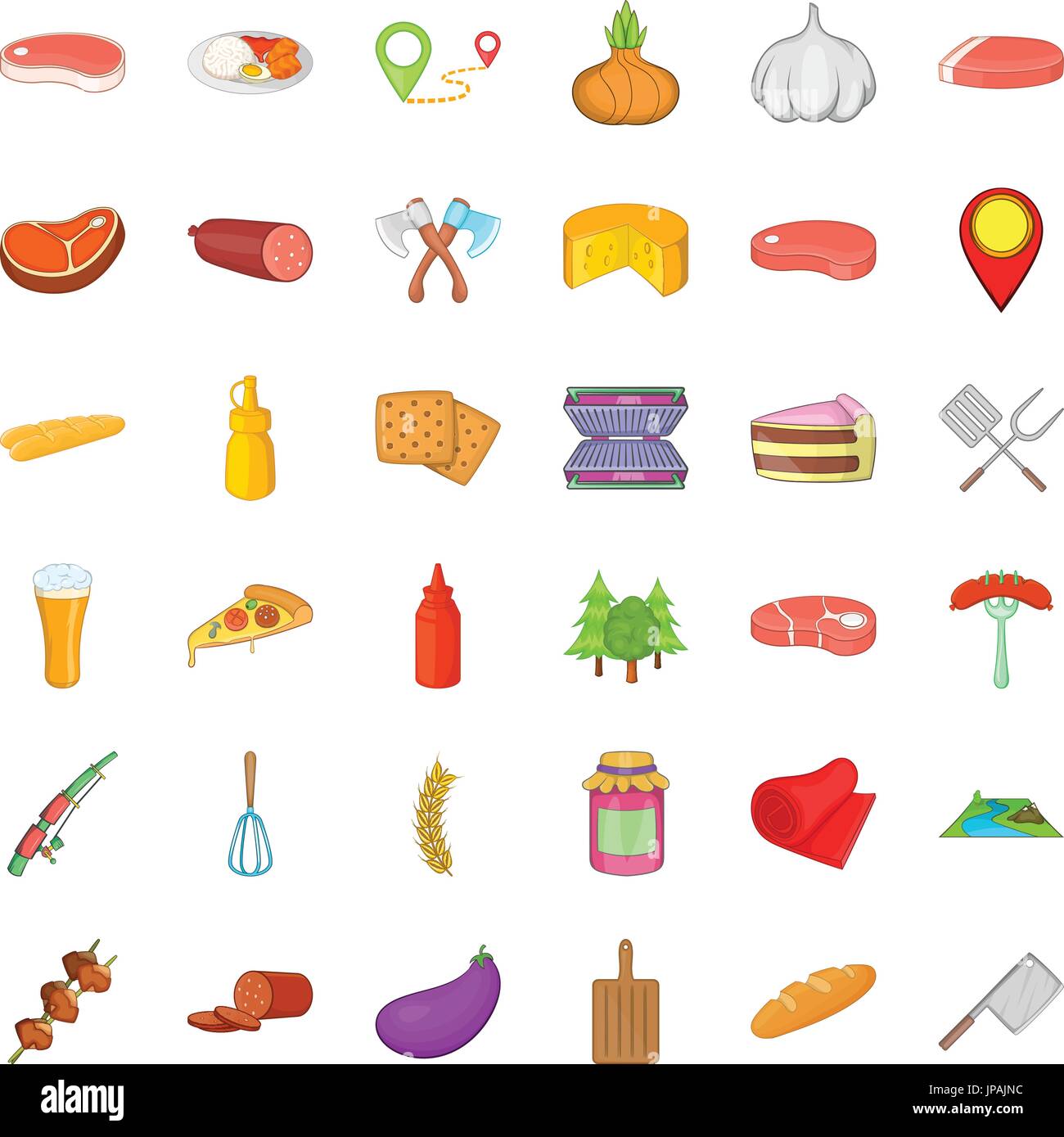 Barbecue party icons set, cartoon style Stock Vector Image & Art - Alamy