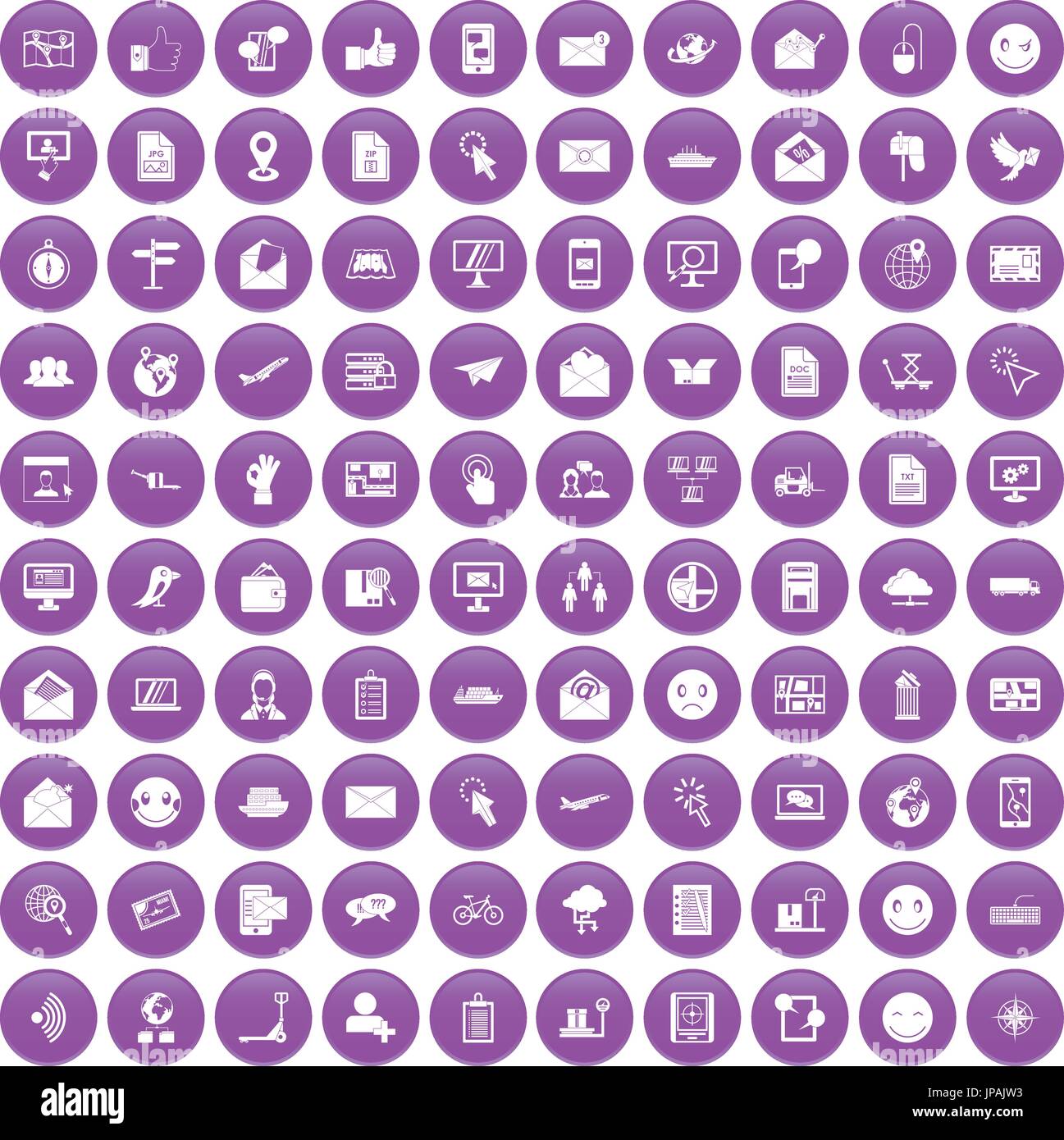 100 mail icons set purple Stock Vector Image & Art - Alamy