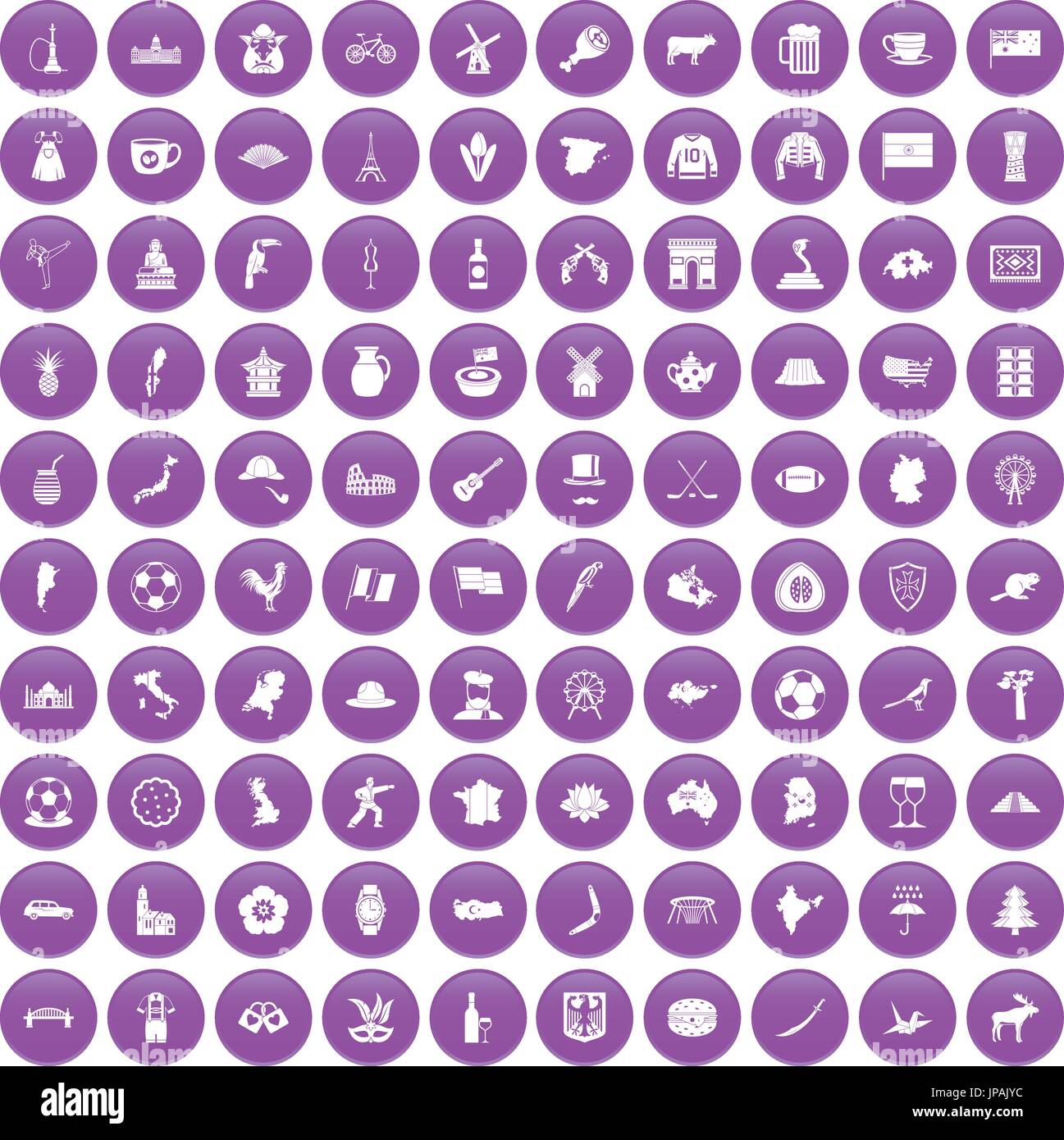 100 map icons set purple Stock Vector Image & Art - Alamy