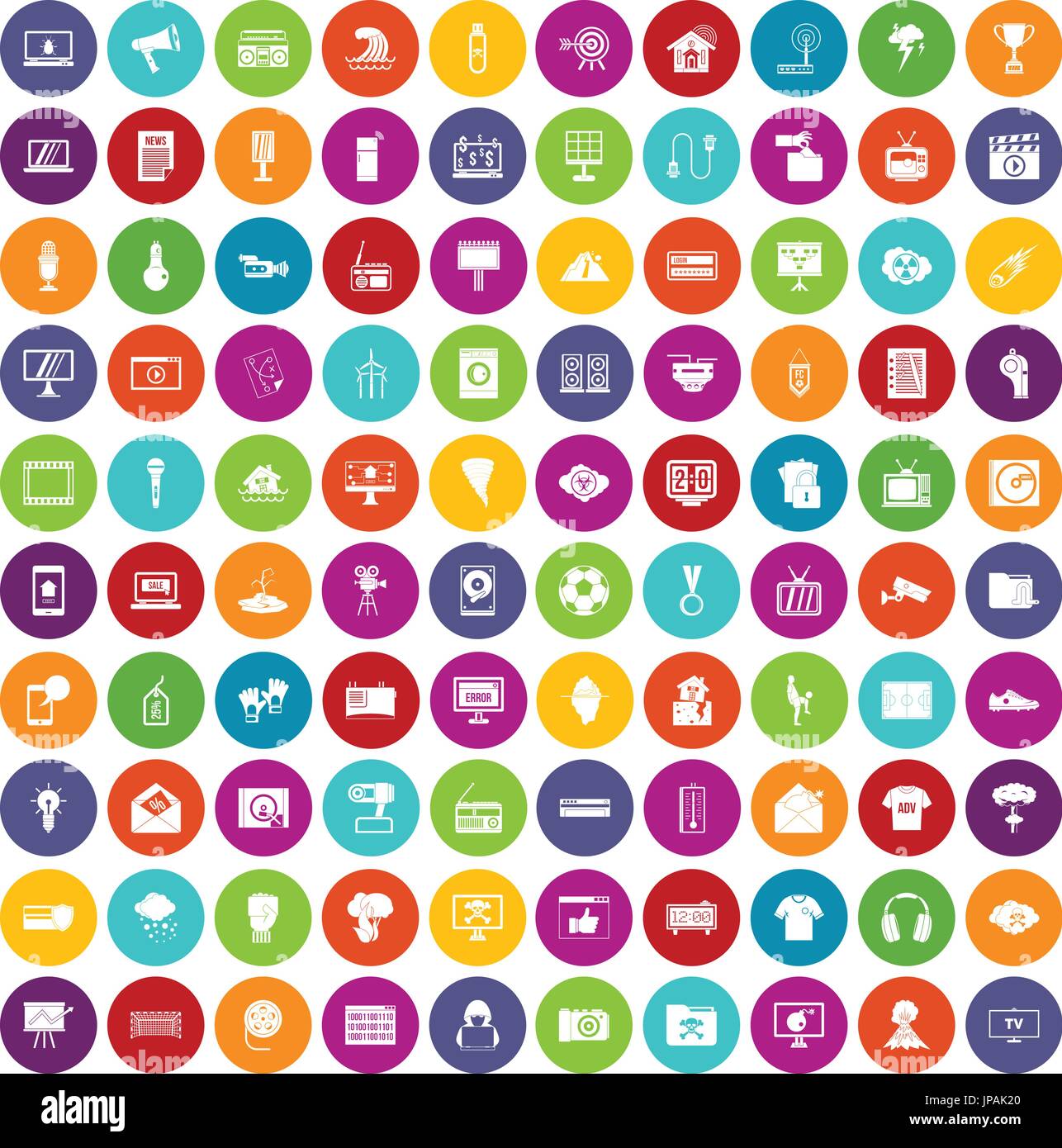 100 TV icons set color Stock Vector Image & Art - Alamy