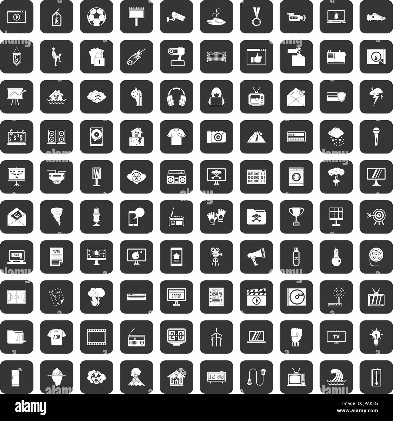 100 TV icons set black Stock Vector Image & Art - Alamy