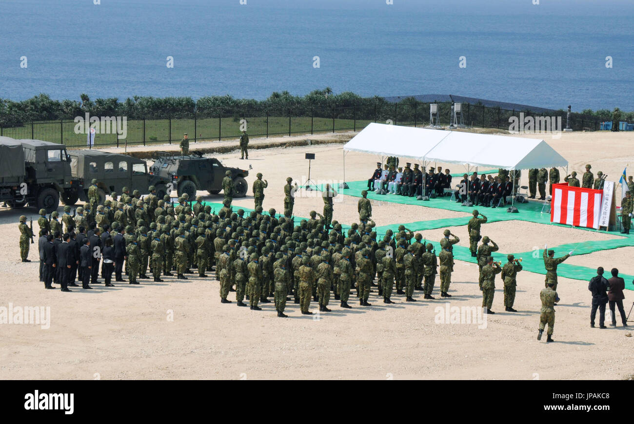 Japan Ground Self-Defense Force personnel take part in a ceremony on ...