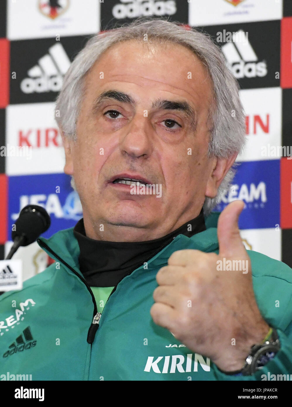 Japan coach Vahid Halilhodzic attends a press conference at Saitama ...