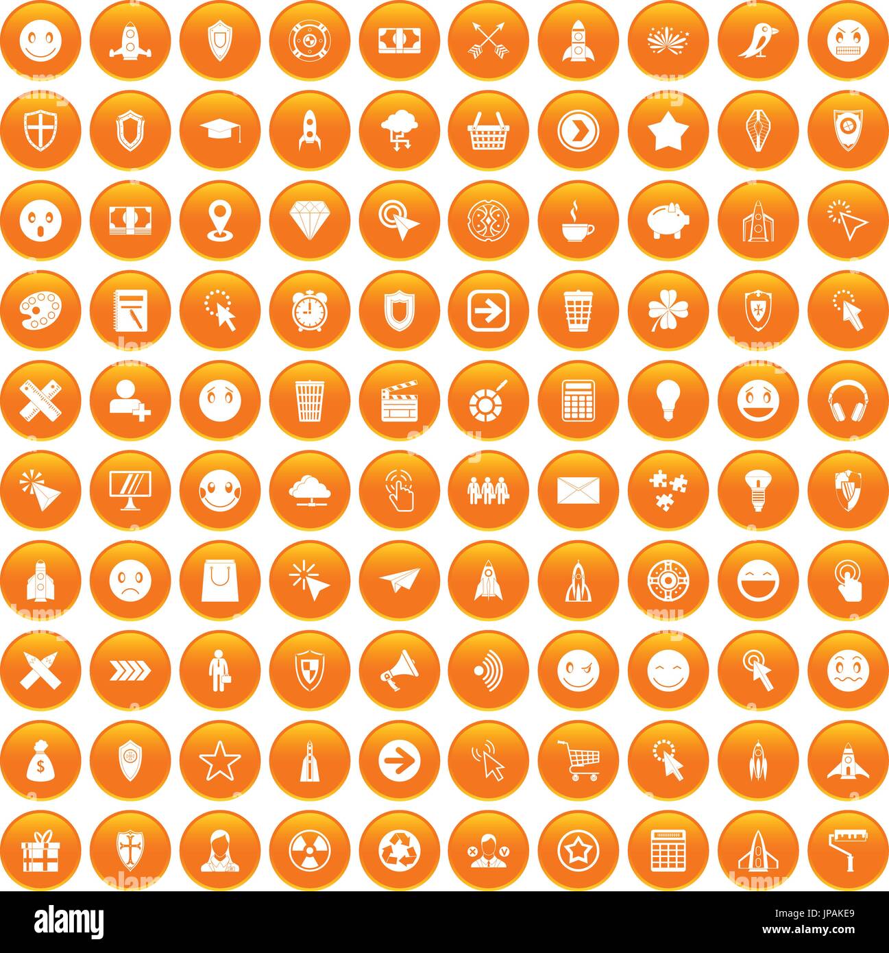 100 interface pictogram icons set orange Stock Vector Image & Art - Alamy