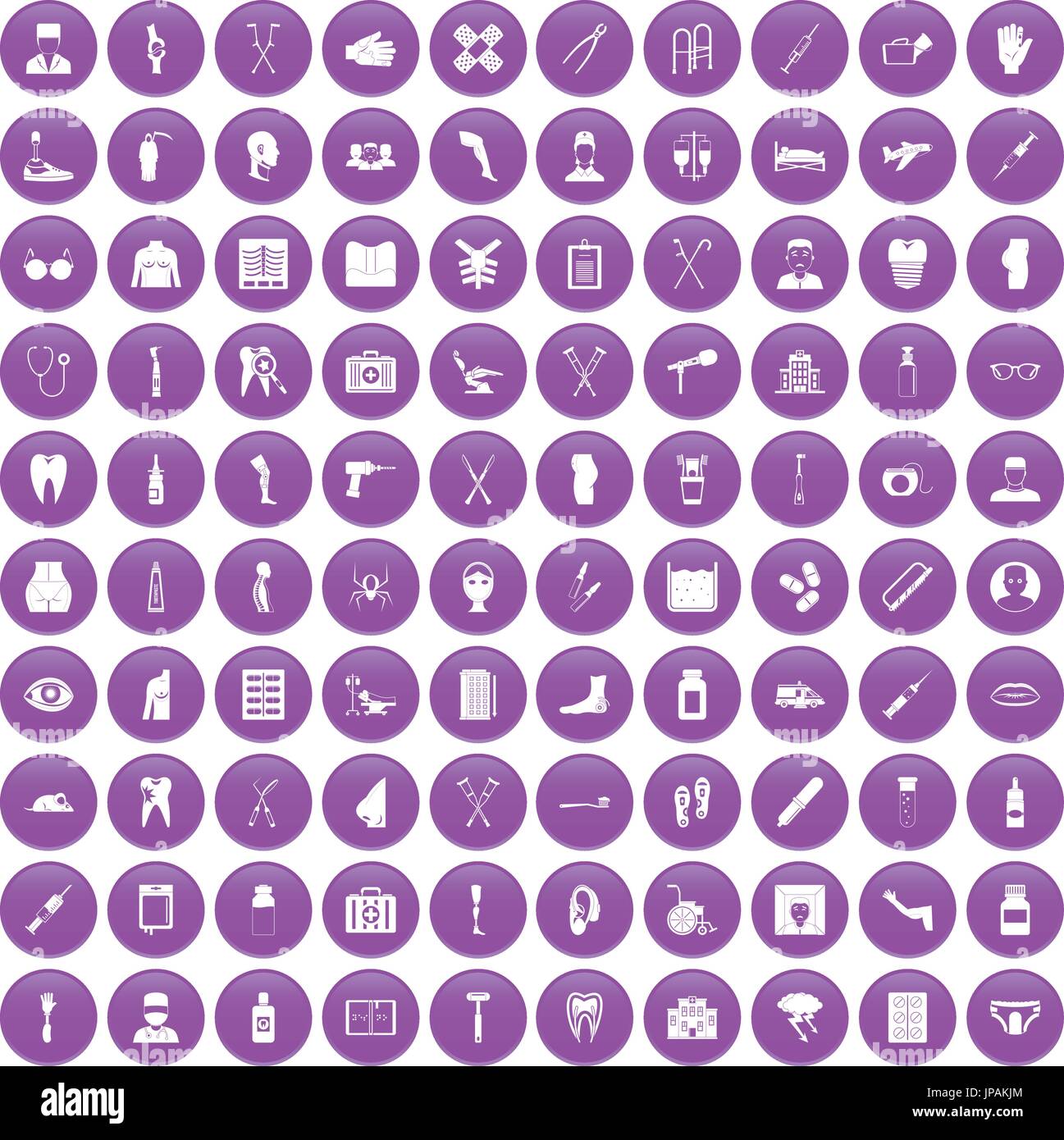 100 medical care icons set purple Stock Vector Image & Art - Alamy