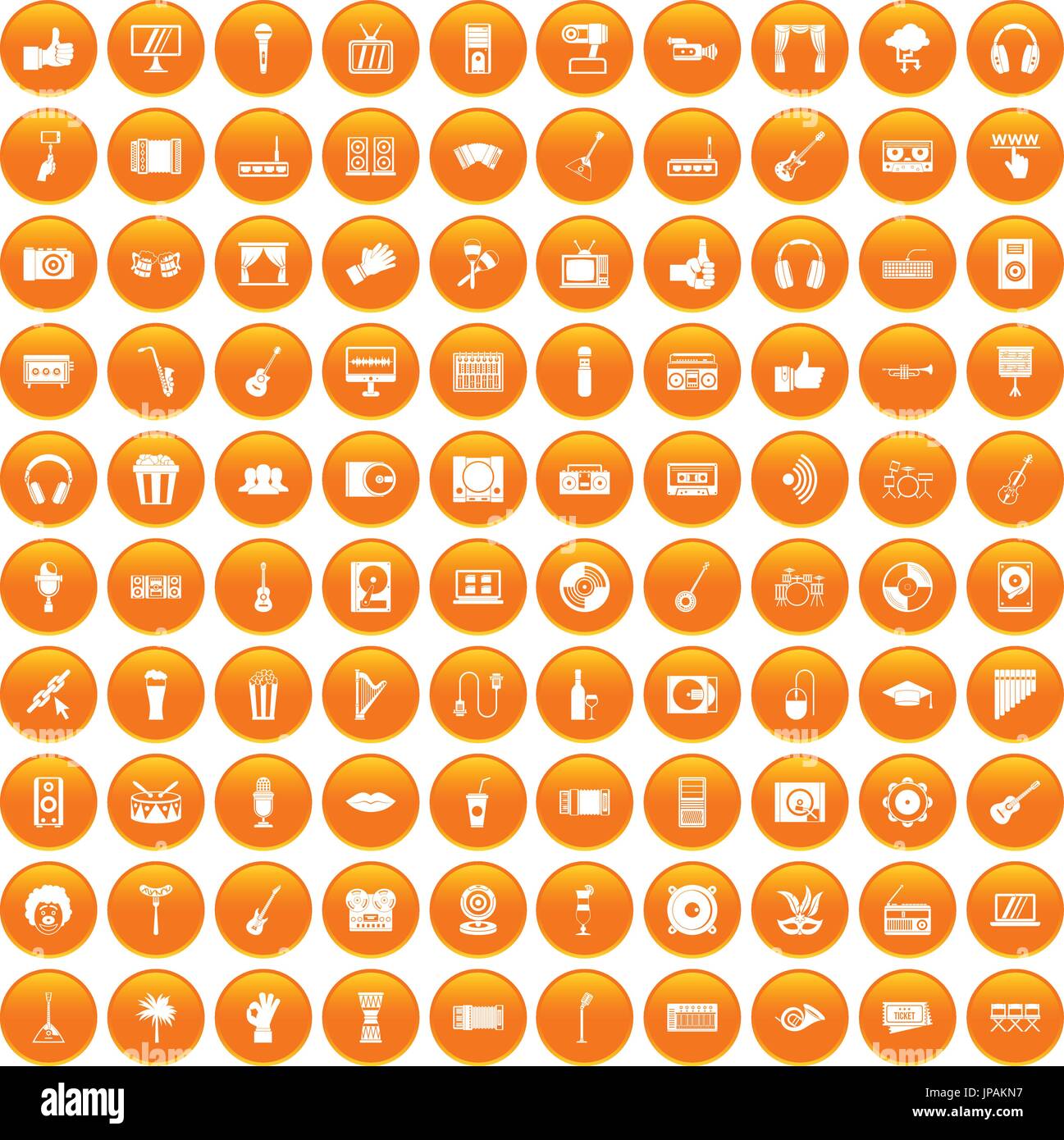 100 karaoke icons set orange Stock Vector Image & Art - Alamy