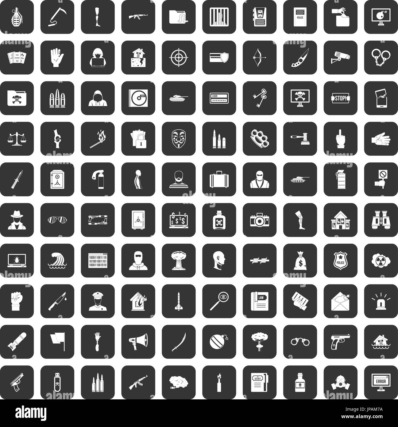100 violation icons set black Stock Vector Image & Art - Alamy