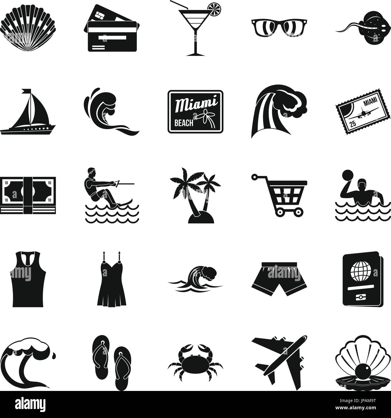 Tropical holiday icons set, simple style Stock Vector Image & Art - Alamy