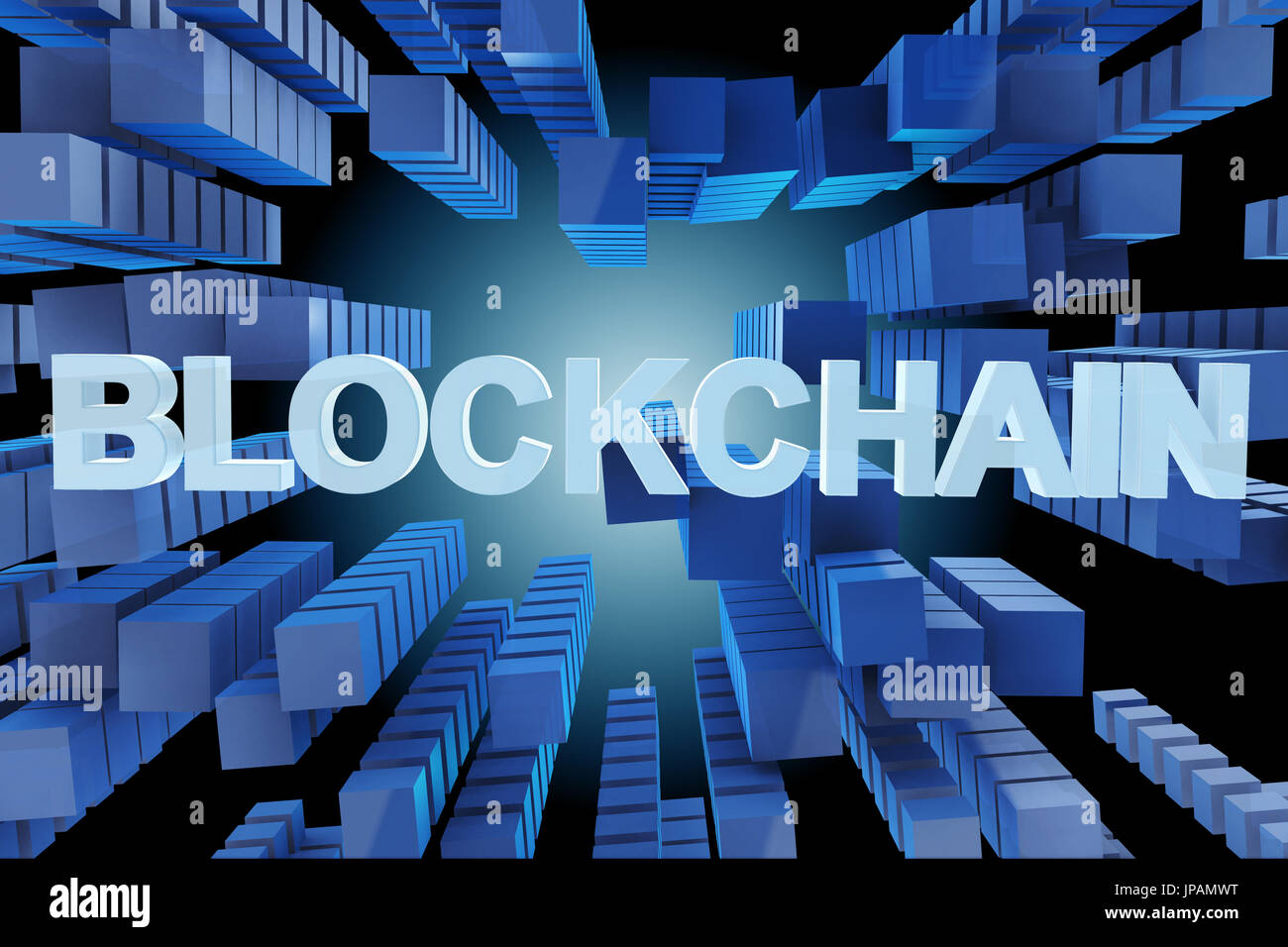 Concept of blockchain in modern business - 3d rendering Stock Photo - Alamy