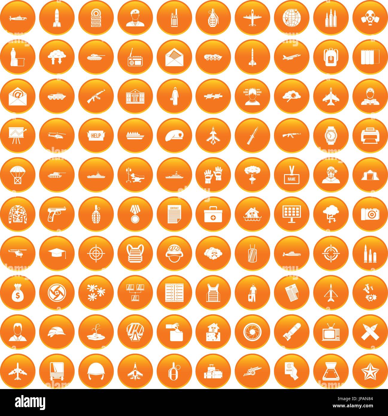 100 military journalist icons set orange Stock Vector Image & Art - Alamy