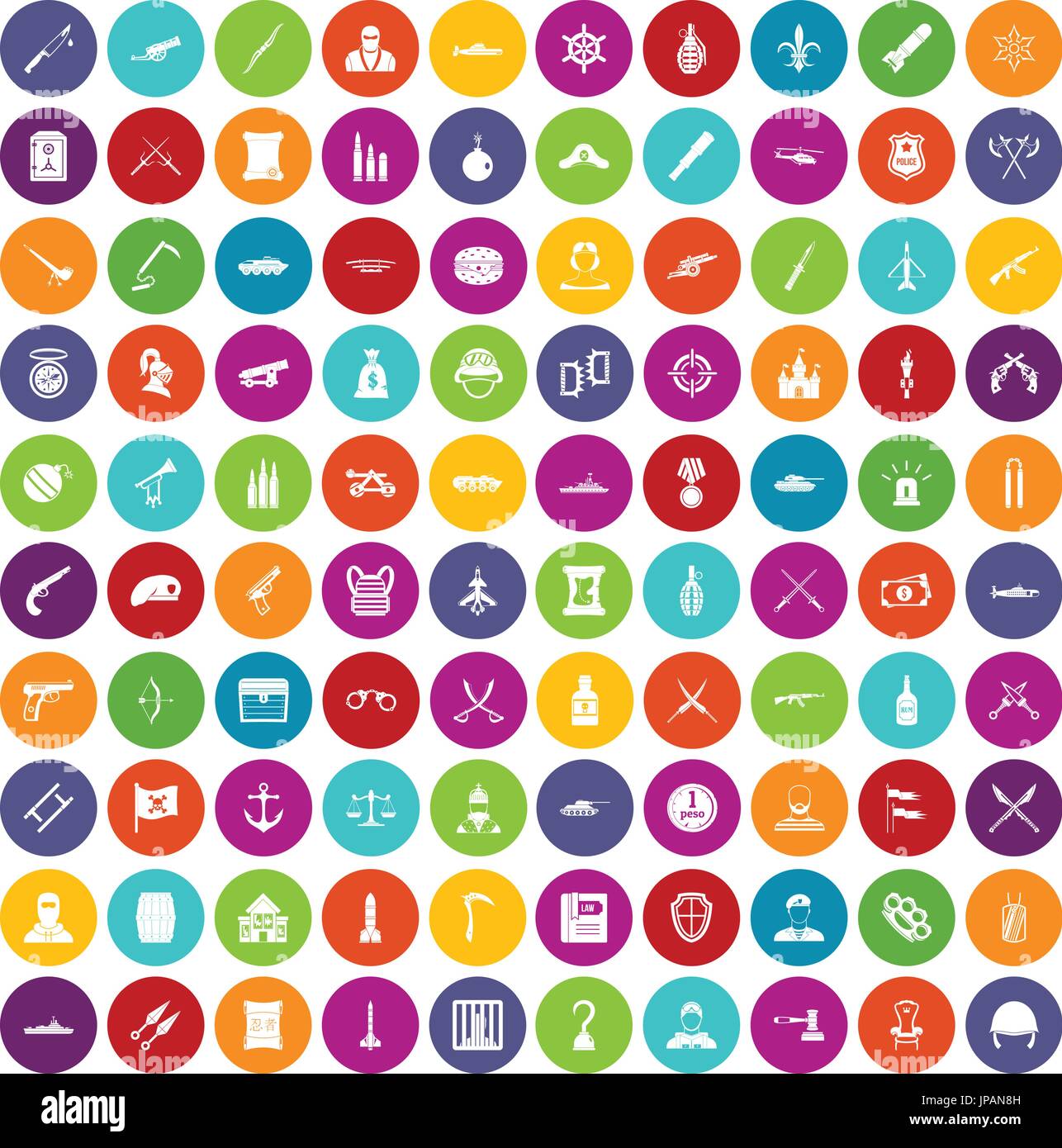 100 weapons icons set color Stock Vector Image & Art - Alamy