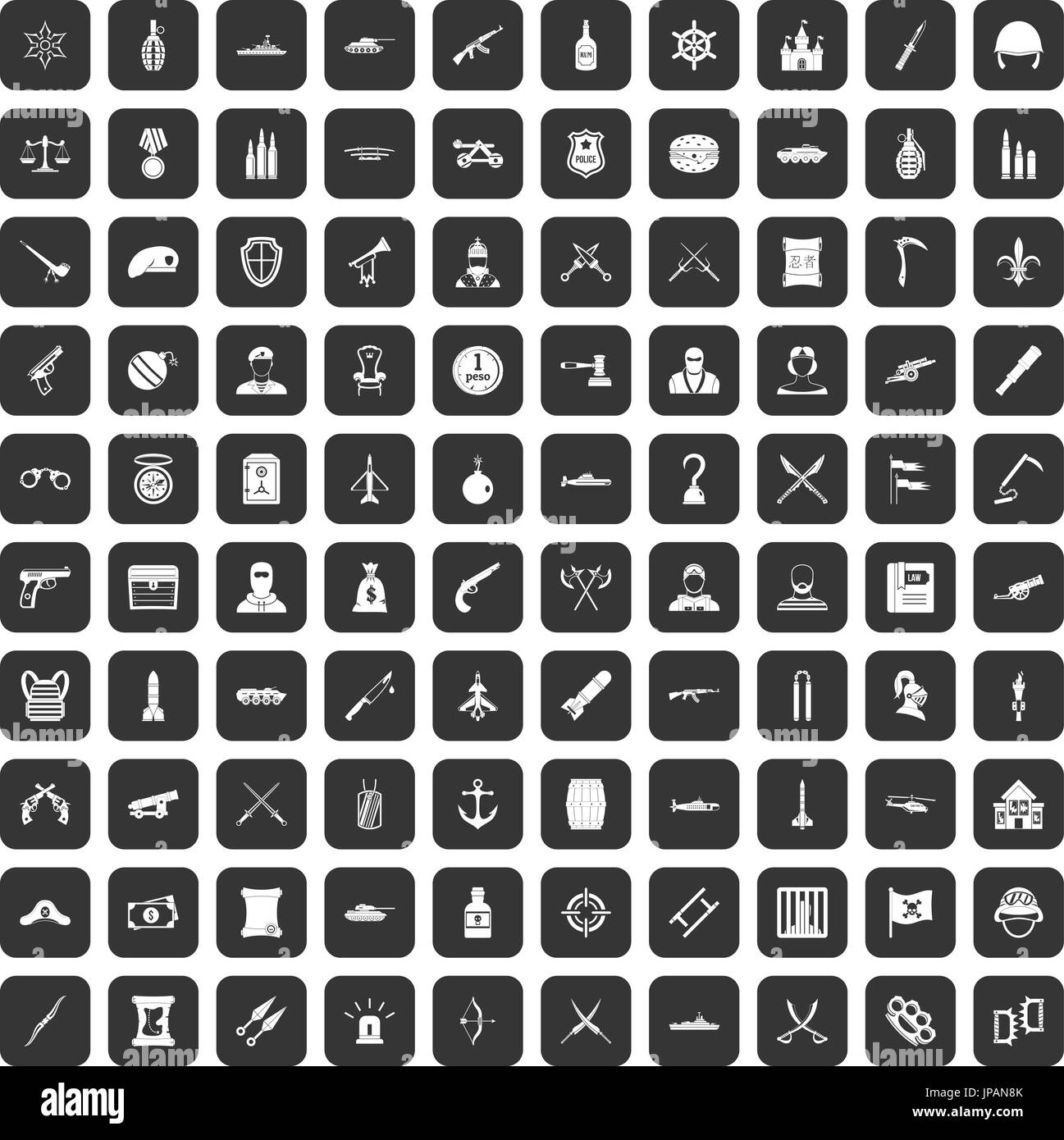 100 weapons icons set black Stock Vector Image & Art - Alamy