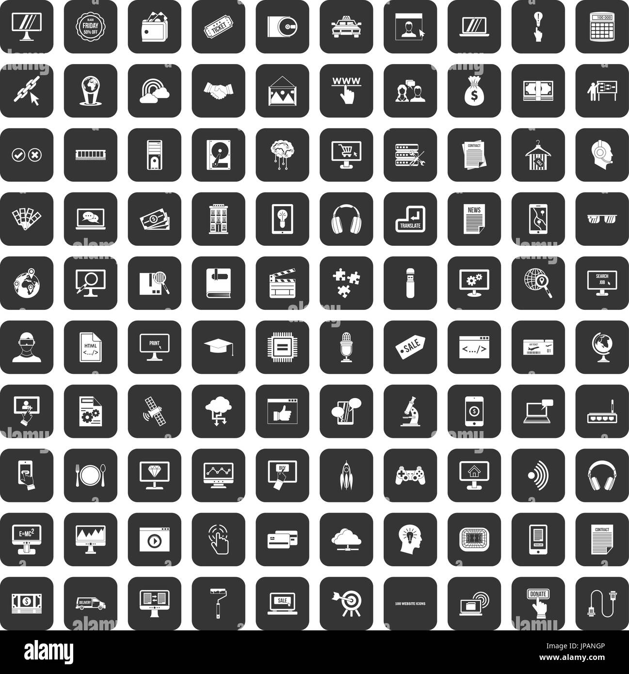 100 website icons set black Stock Vector Image & Art - Alamy