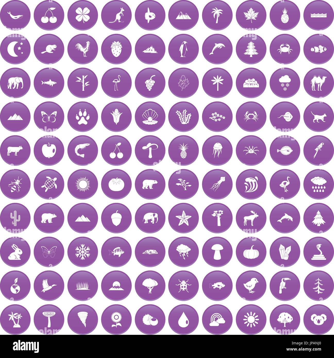 100 nature icons set purple Stock Vector Image & Art - Alamy