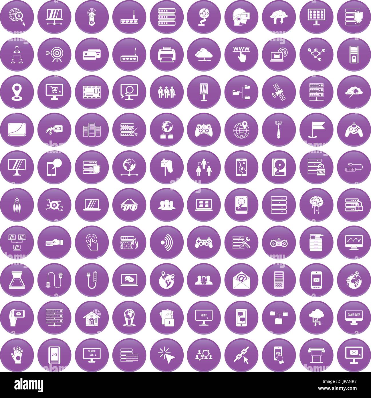 100 network icons set purple Stock Vector Image & Art - Alamy