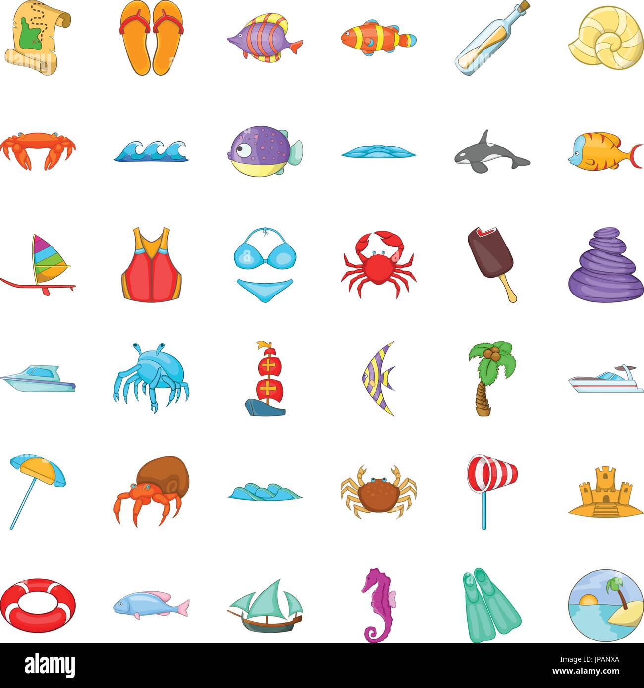 Beach rest icons set, cartoon style Stock Vector Image & Art - Alamy