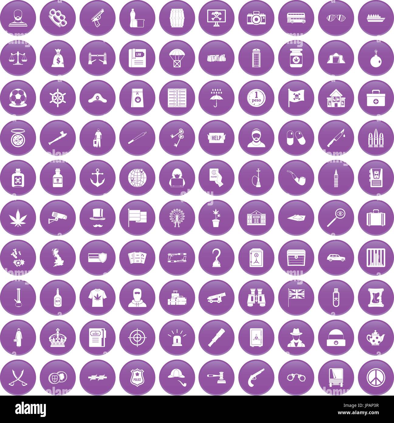 100 offence icons set purple Stock Vector Image & Art - Alamy