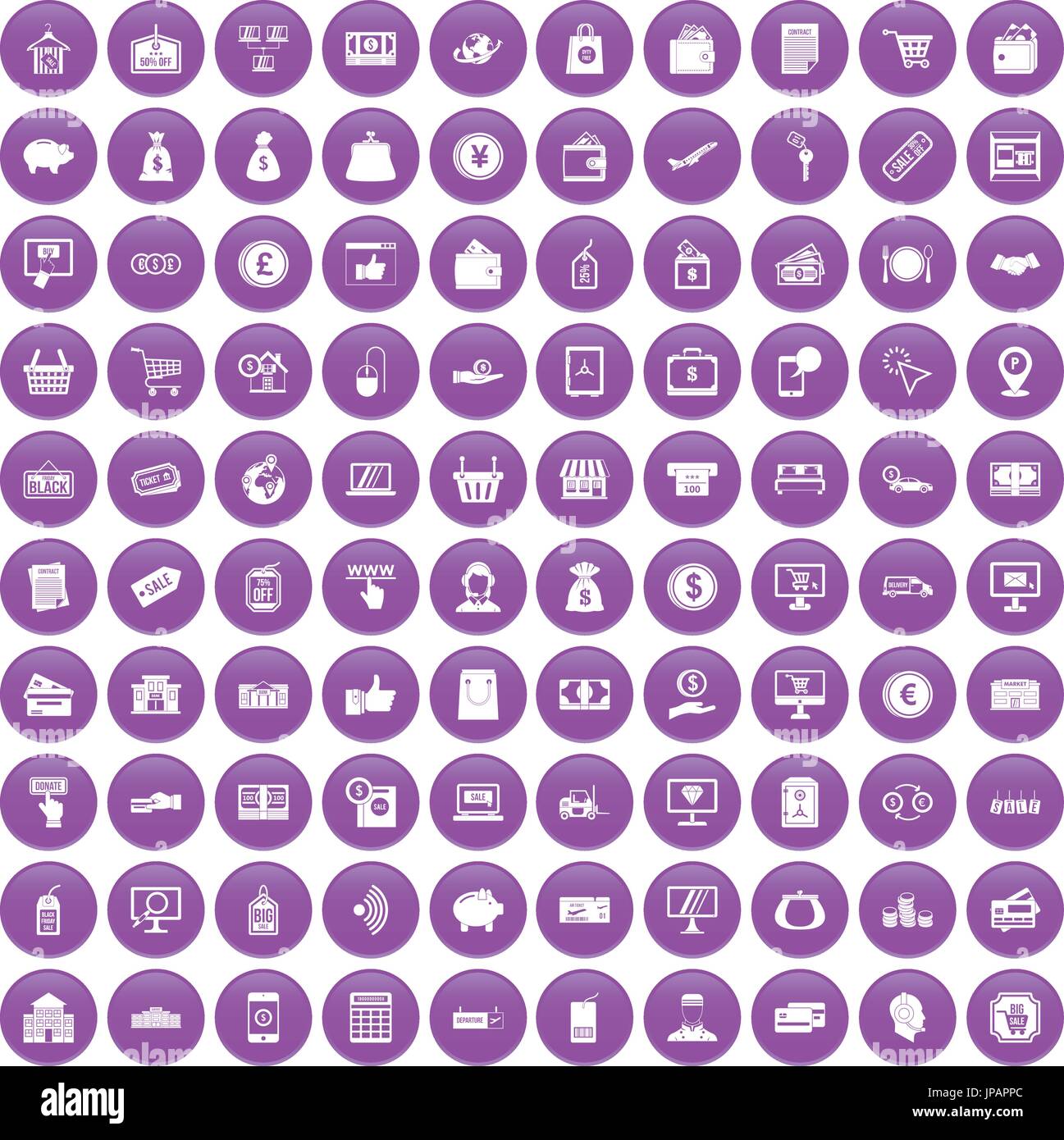100 payment icons set purple Stock Vector Image & Art - Alamy