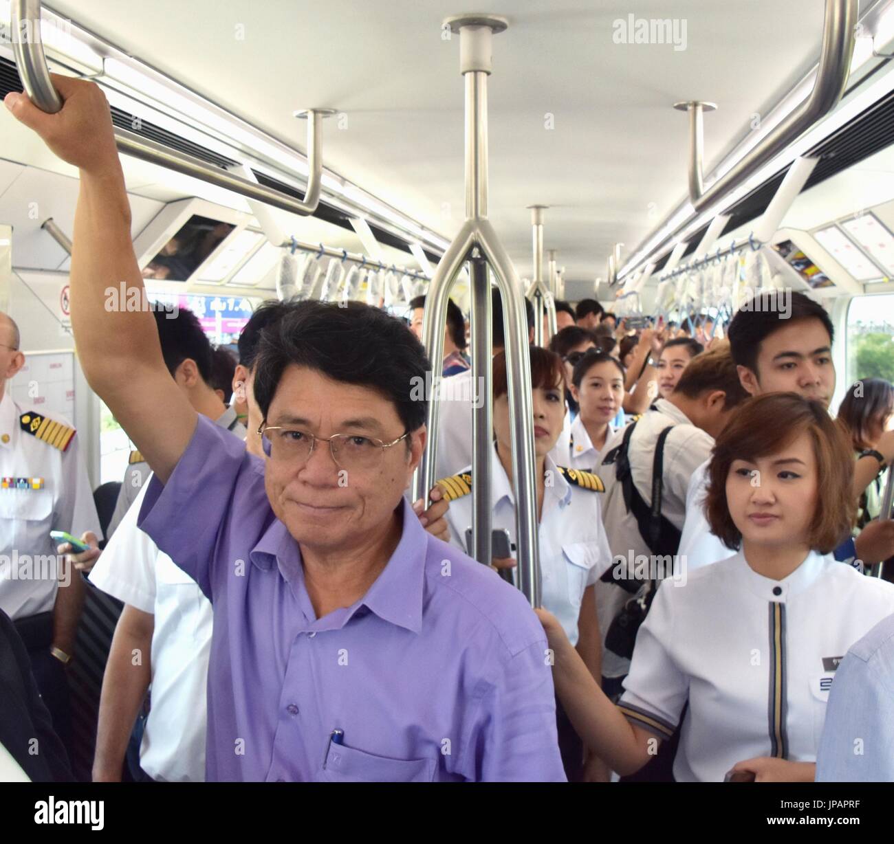 Thai officials test-ride a new Japan-made train in the first full trial ...