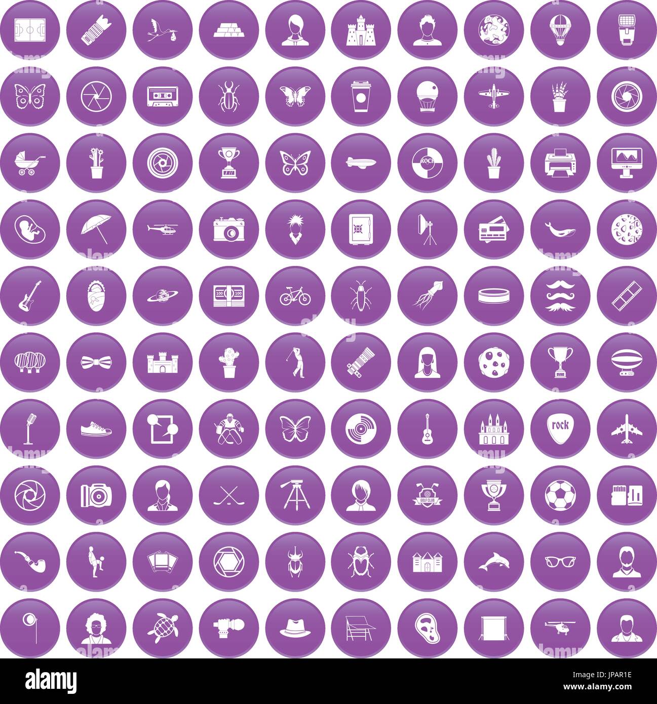 100 photo icons set purple Stock Vector Image & Art - Alamy