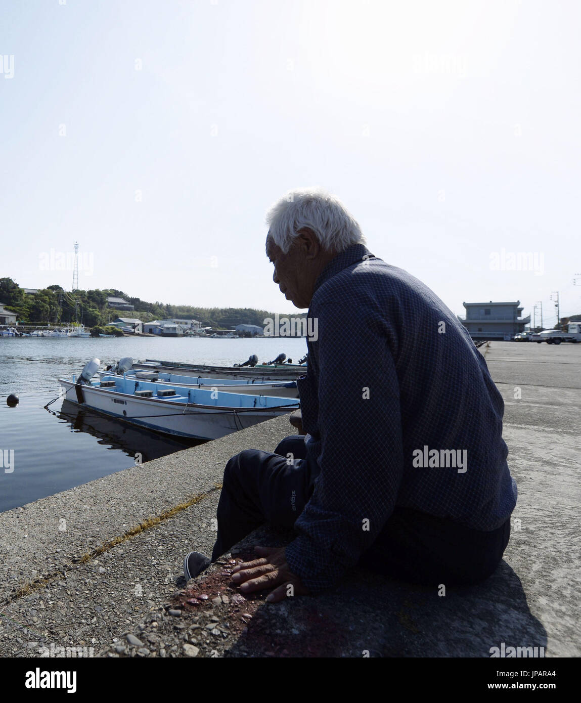 An elderly man, who lives in the central Japan town of Daiochofunakoshi ...