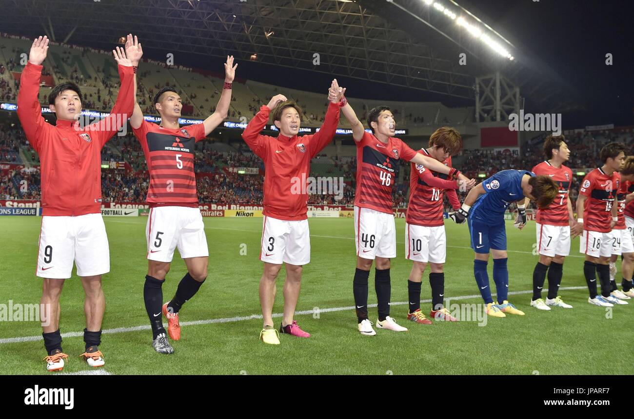 Urawa Reds players celebrate after defeating FC Seoul 1-0 in an Asian ...