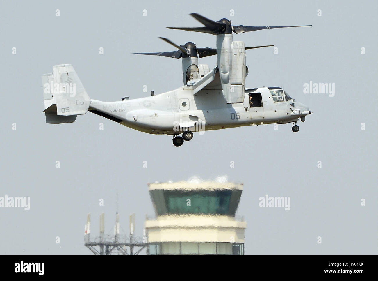A U.S. military Osprey tilt-rotor aircraft arrives at Nagoya airport in ...