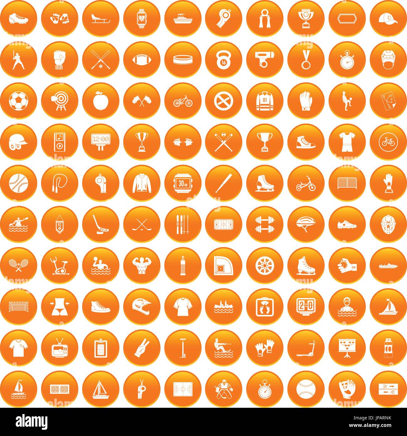 100 sport team icons set orange Stock Vector Image & Art - Alamy