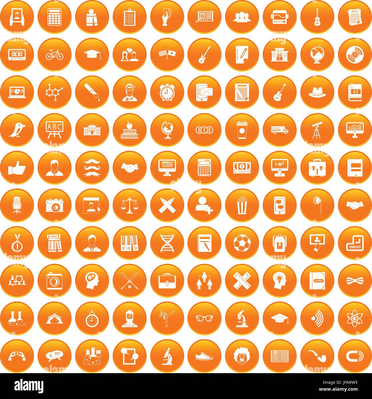 100 student icons set orange Stock Vector Image & Art - Alamy
