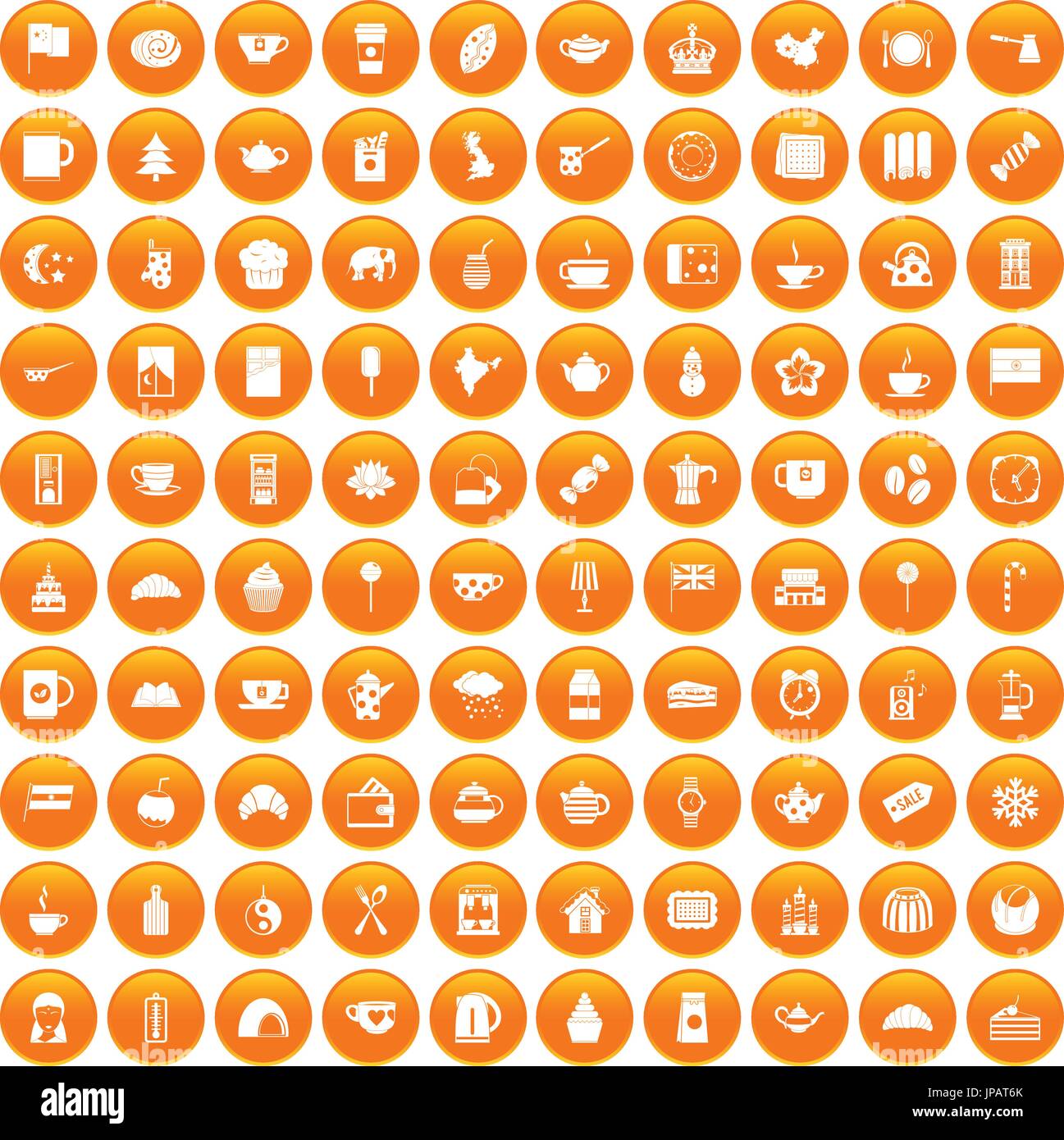 100 tea cup icons set orange Stock Vector Image & Art - Alamy