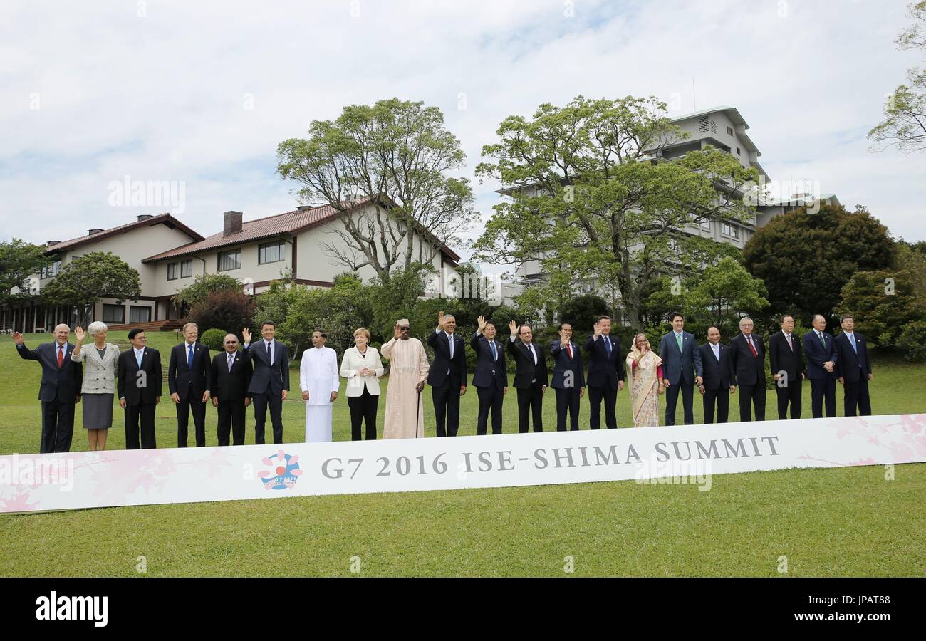 The leaders of the Group of Seven major nations attend a photo session ...