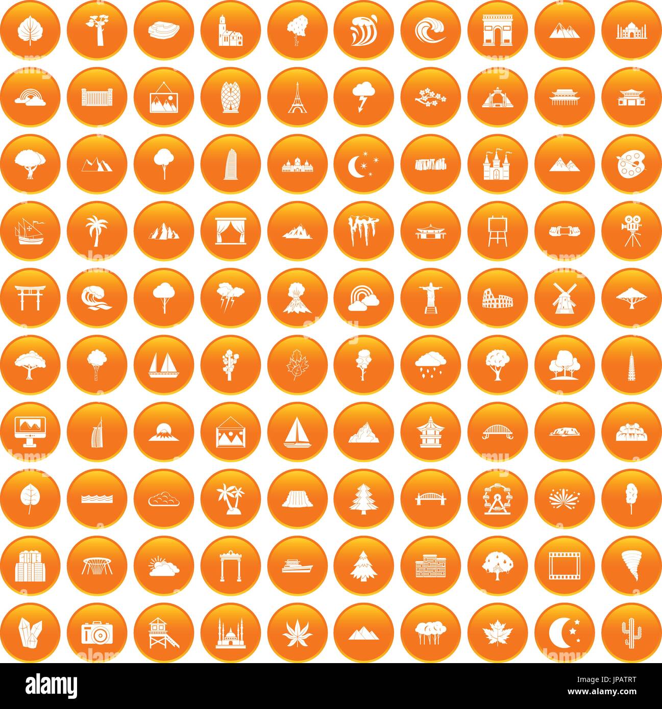 100 view icons set orange Stock Vector Image & Art - Alamy