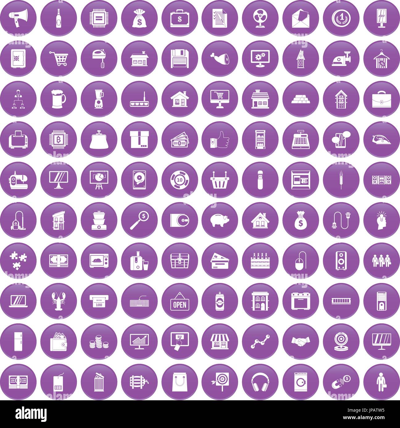 100 sales icons set purple Stock Vector Image & Art - Alamy