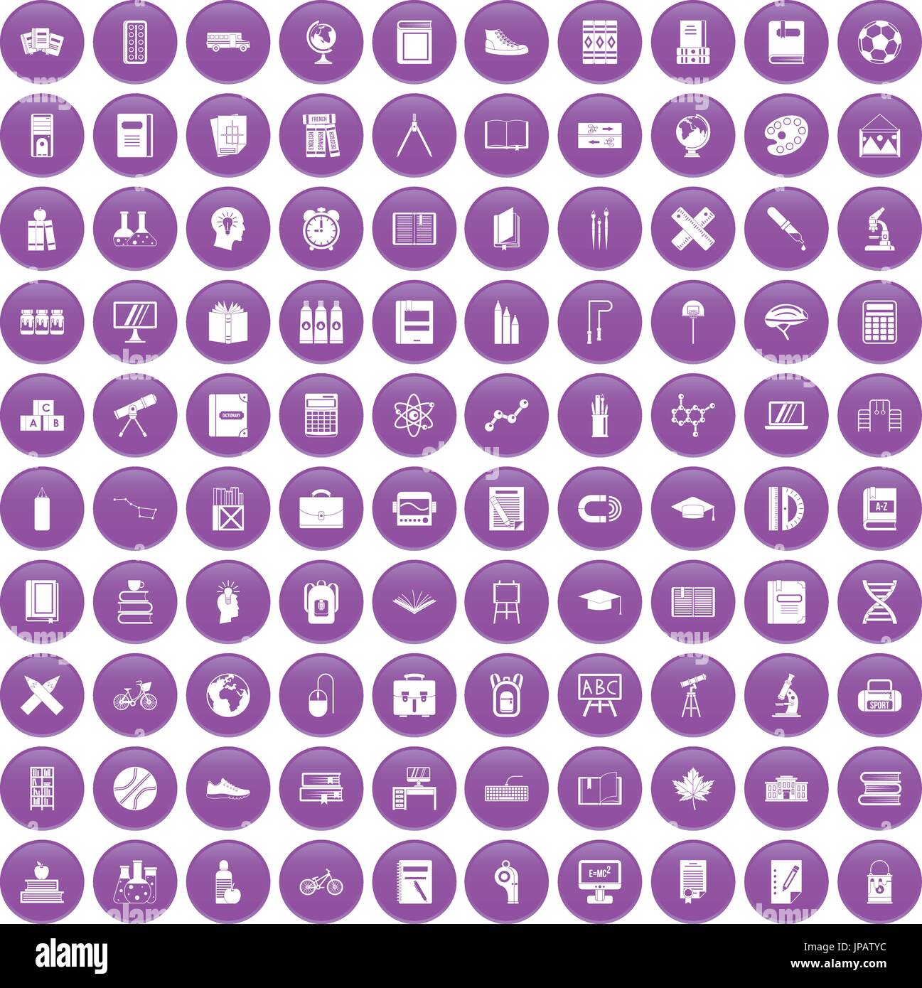 100 school icons set purple Stock Vector Image & Art - Alamy
