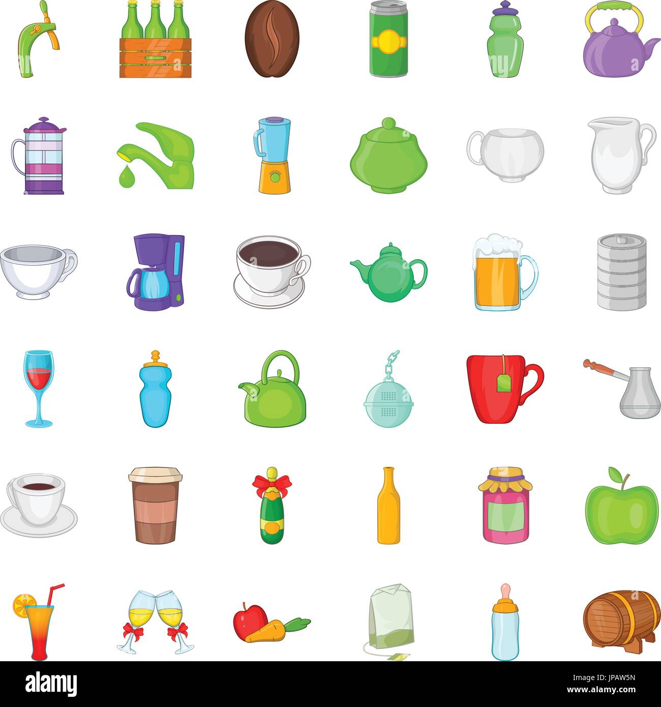 Beverage icons set, cartoon style Stock Vector Image & Art - Alamy