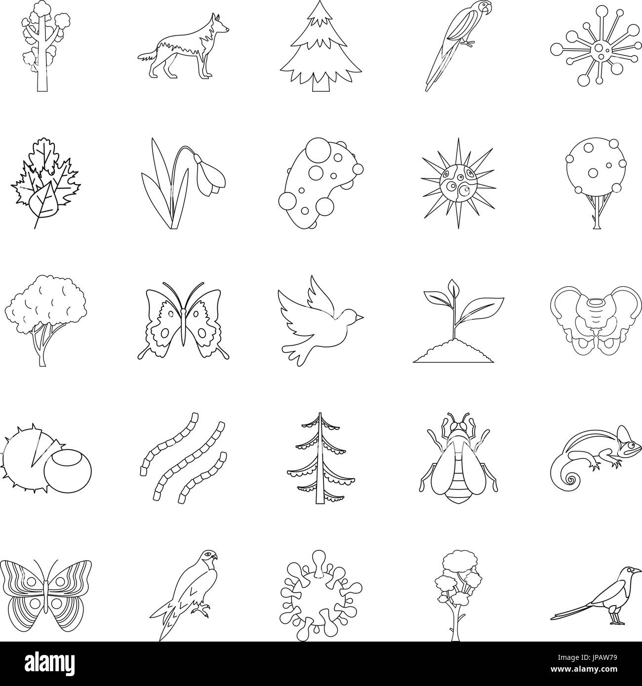 Nature icons set, outline style Stock Vector Image & Art - Alamy