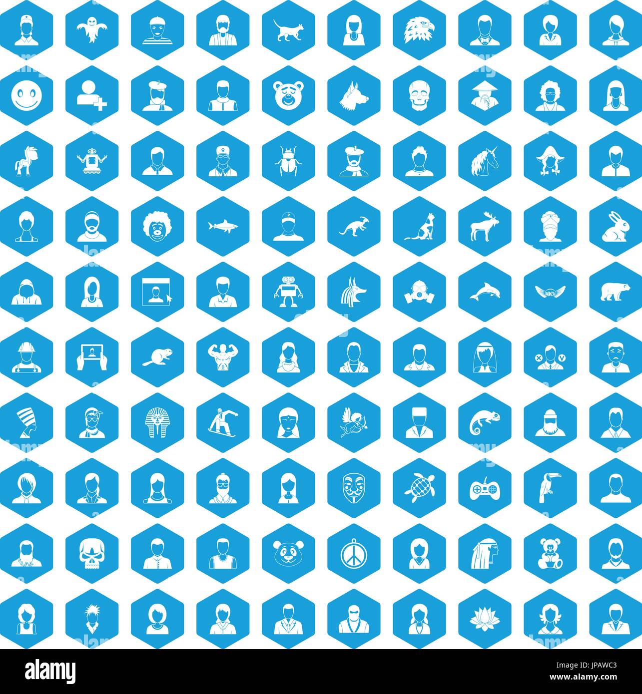100 avatar icons set blue Stock Vector Image & Art - Alamy