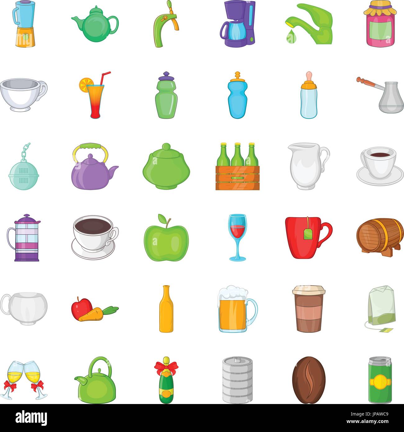 Different beverage icons set, cartoon style Stock Vector Image & Art ...