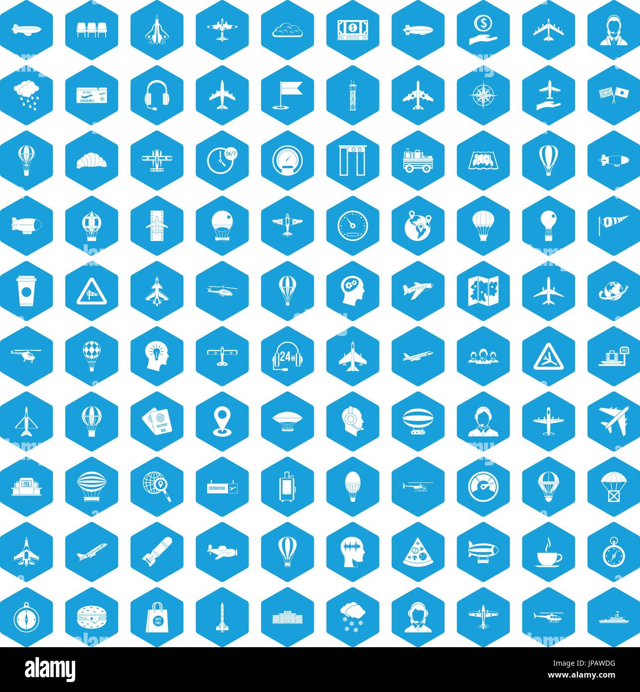 100 aviation icons set blue Stock Vector Image & Art - Alamy