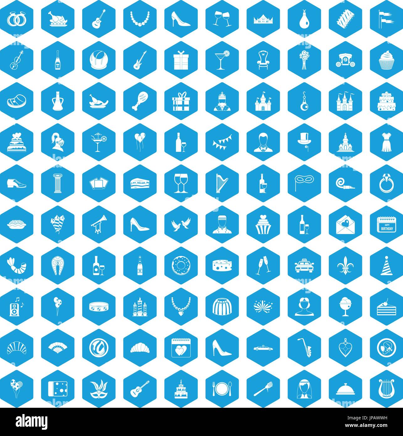 100 banquet icons set blue Stock Vector Image & Art - Alamy