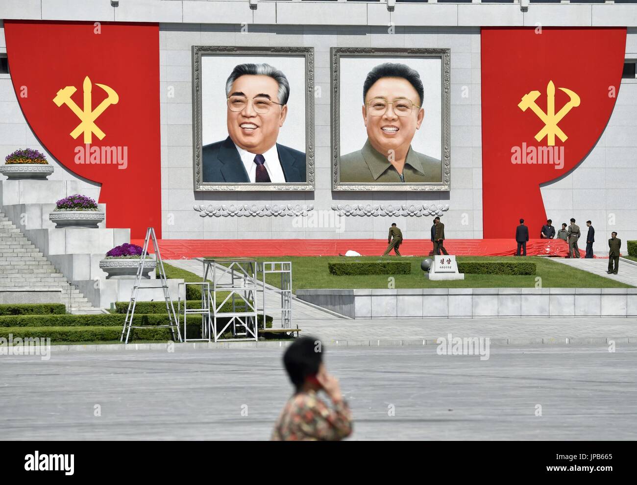 Preparations are under way in Pyongyang's Kim Il Sung Square on May 7 ...