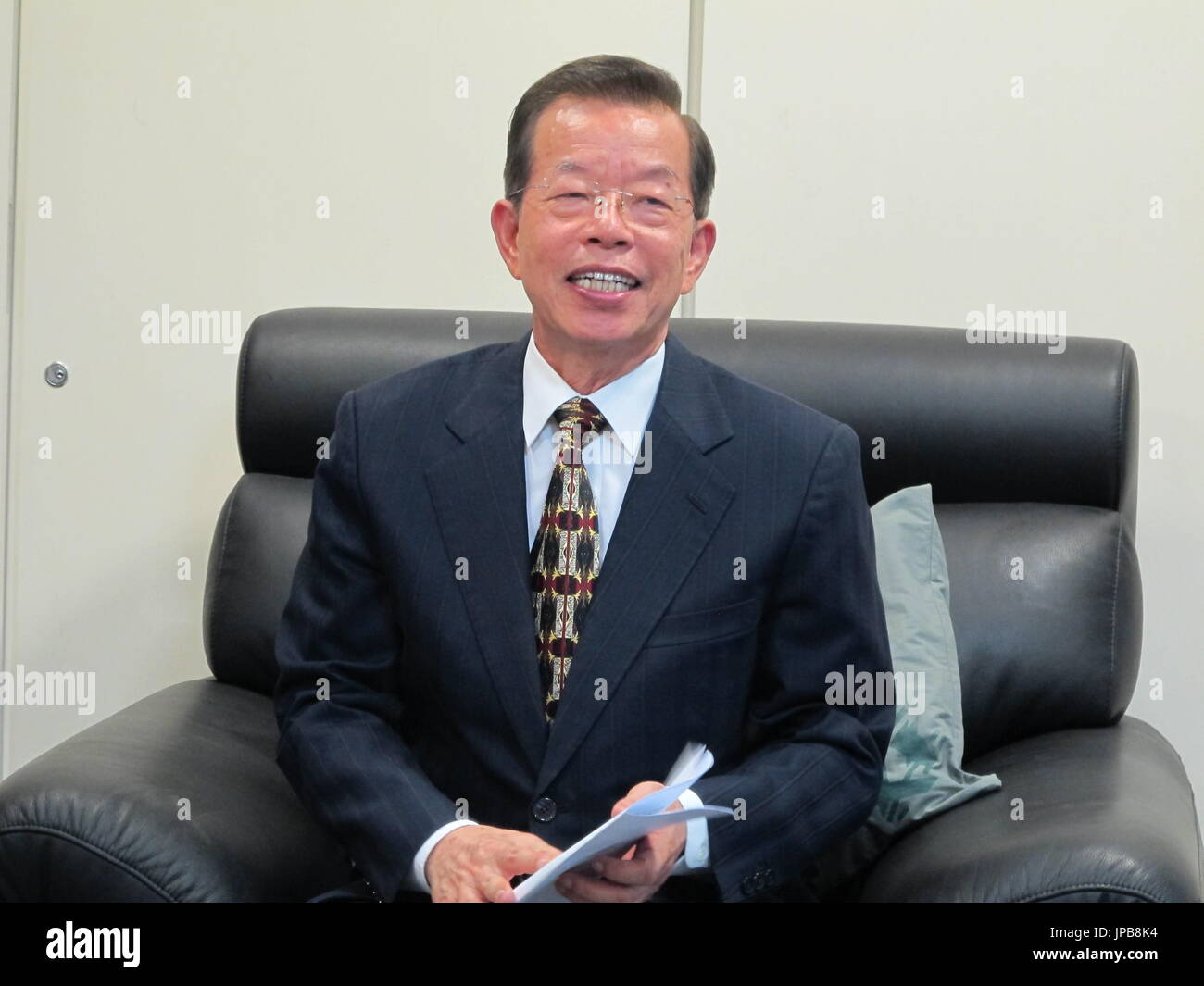 Taiwan's de facto ambassador to Japan, Frank Hsieh, talks to the media ...