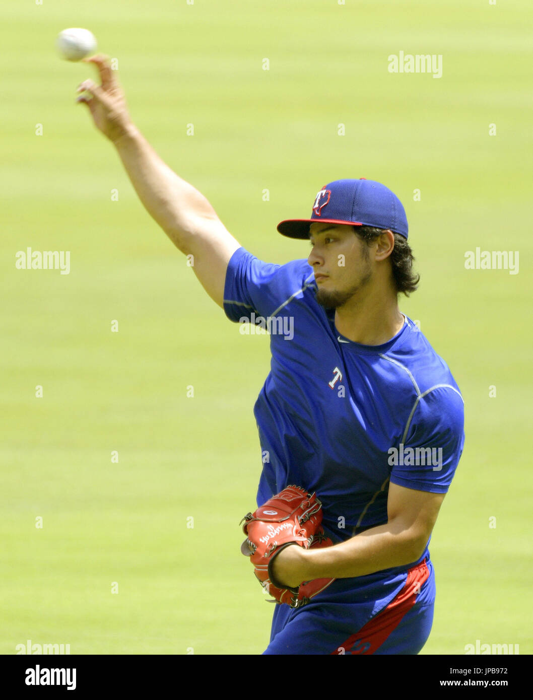 Texas Rangers pitcher Yu Darvish plays catch in Arlington, Texas, on ...