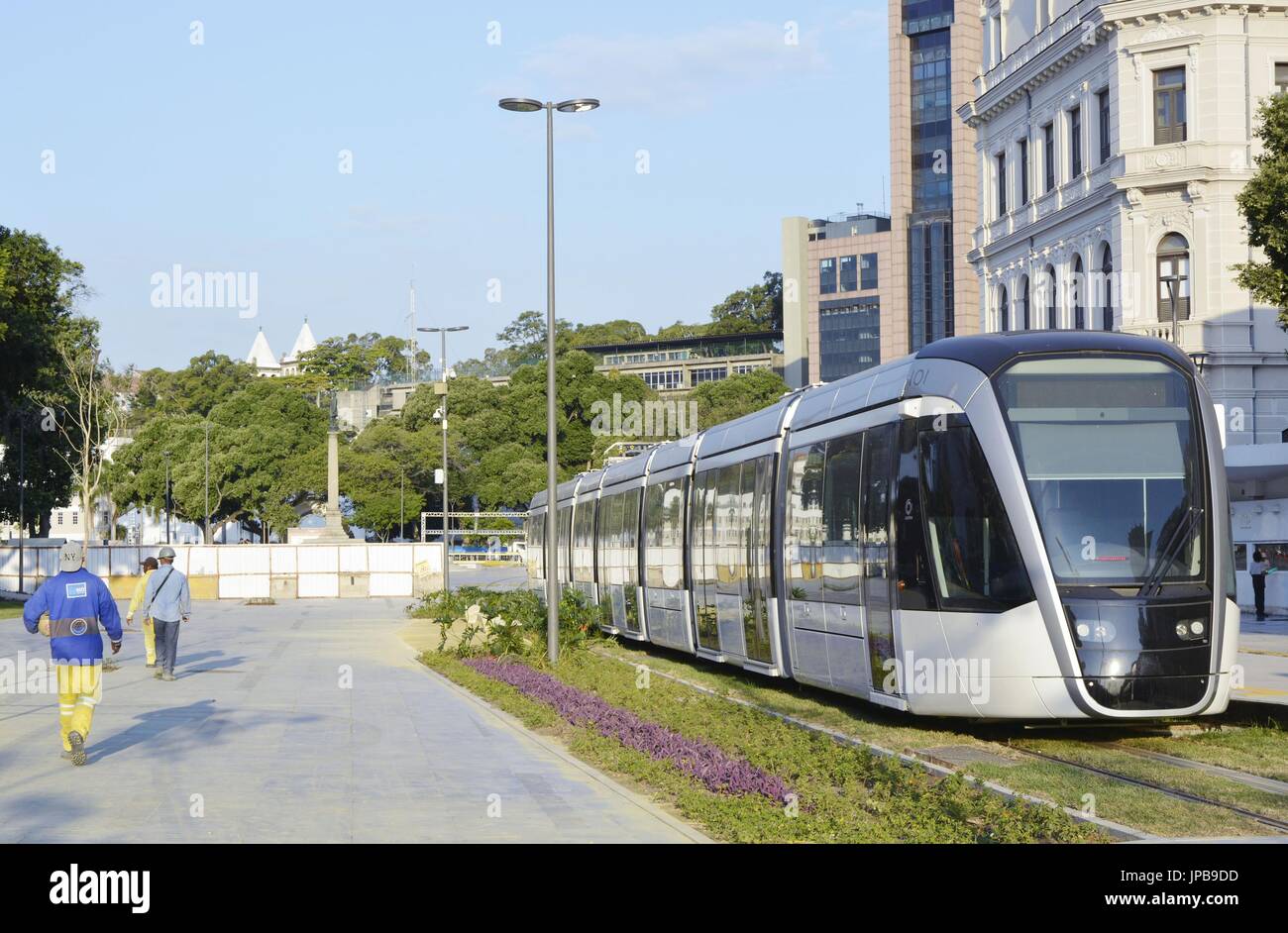 Photo shows a streetcar in Rio de Janeiro in May 2016. The tram was ...