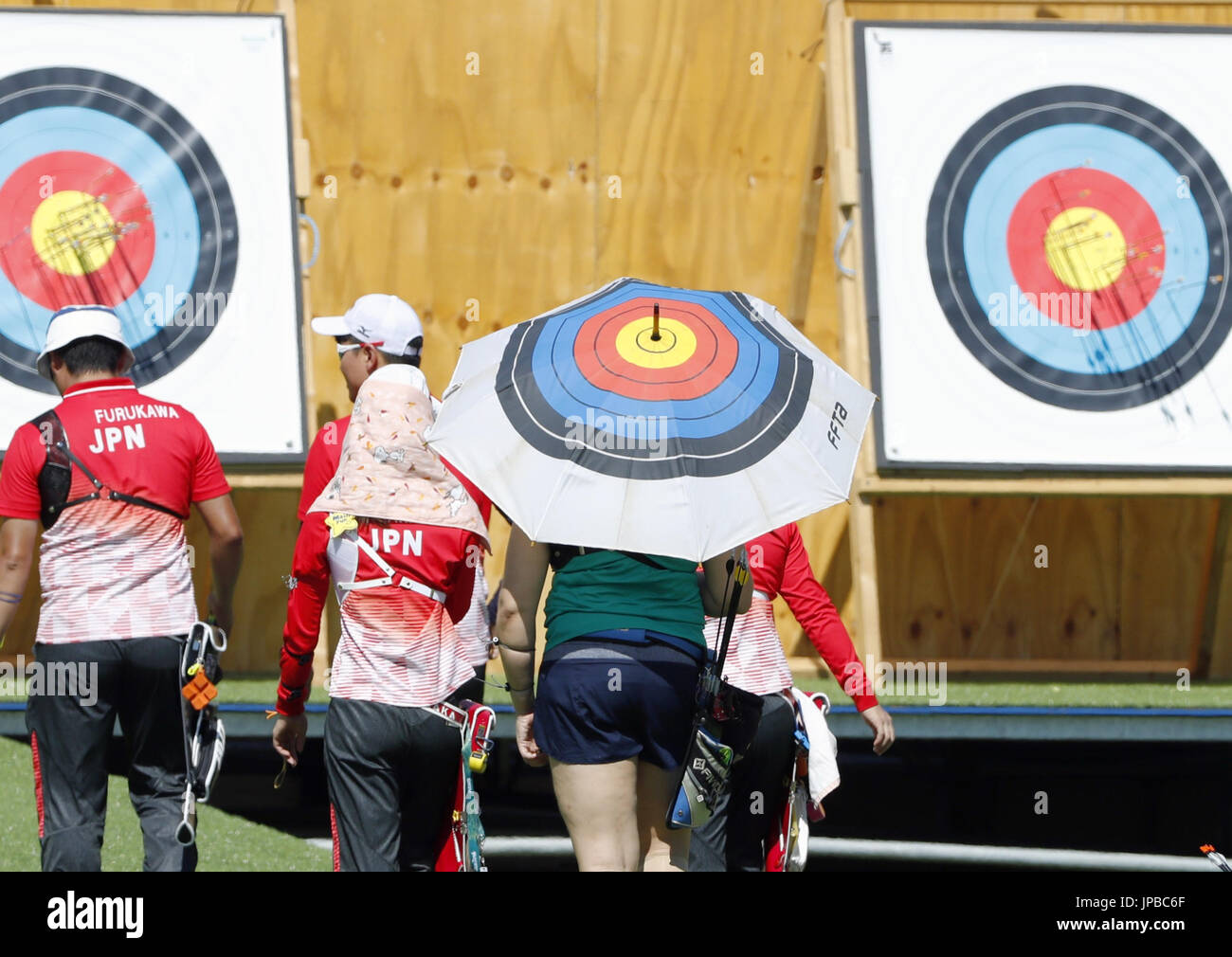 "Please don't aim at it." A mistakable umbrella is seen at the Olympic ...