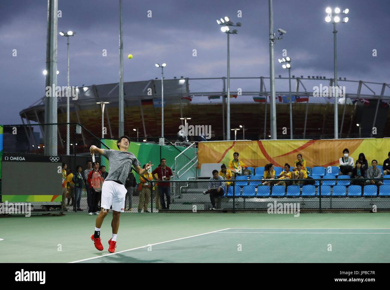 Japan's Kei Nishikori works out at the Olympic Park in Rio De Janeiro ... Japan's Kei Nishikori works out at the Olympic Park in Rio De Janeiro ...