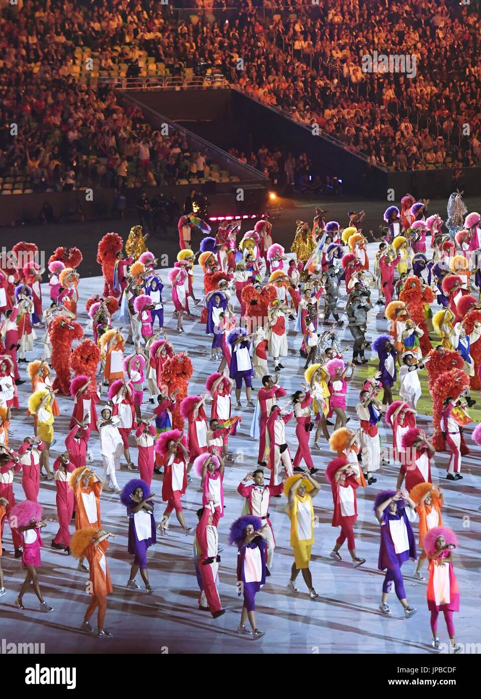 Performers set the mood for the 17-day Rio de Janeiro Olympic Games during the opening ceremony ...