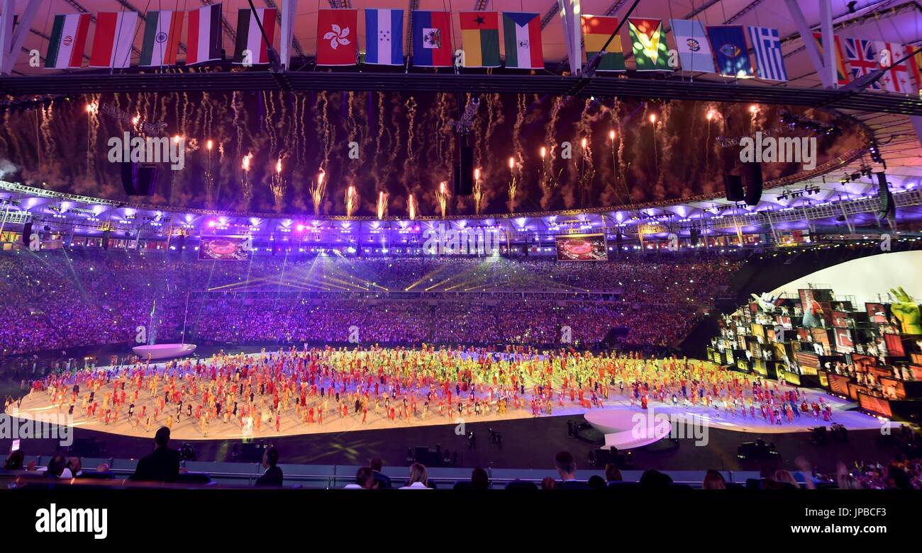 Photo shows fireworks displayed during the opening ceremony of the 17 ...