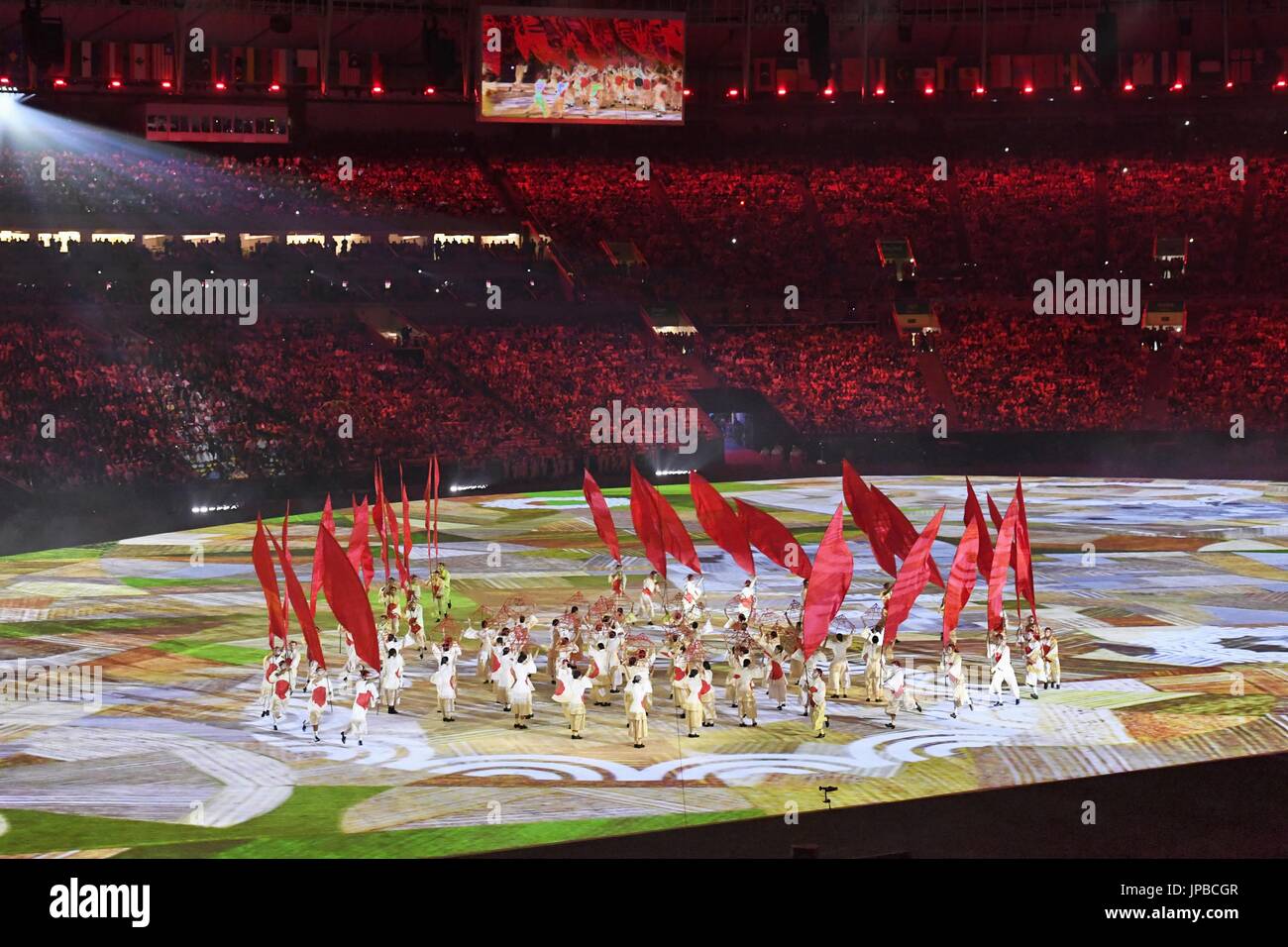 Performers set the mood for the 17-day Rio de Janeiro Olympic Games during the opening ceremony ...